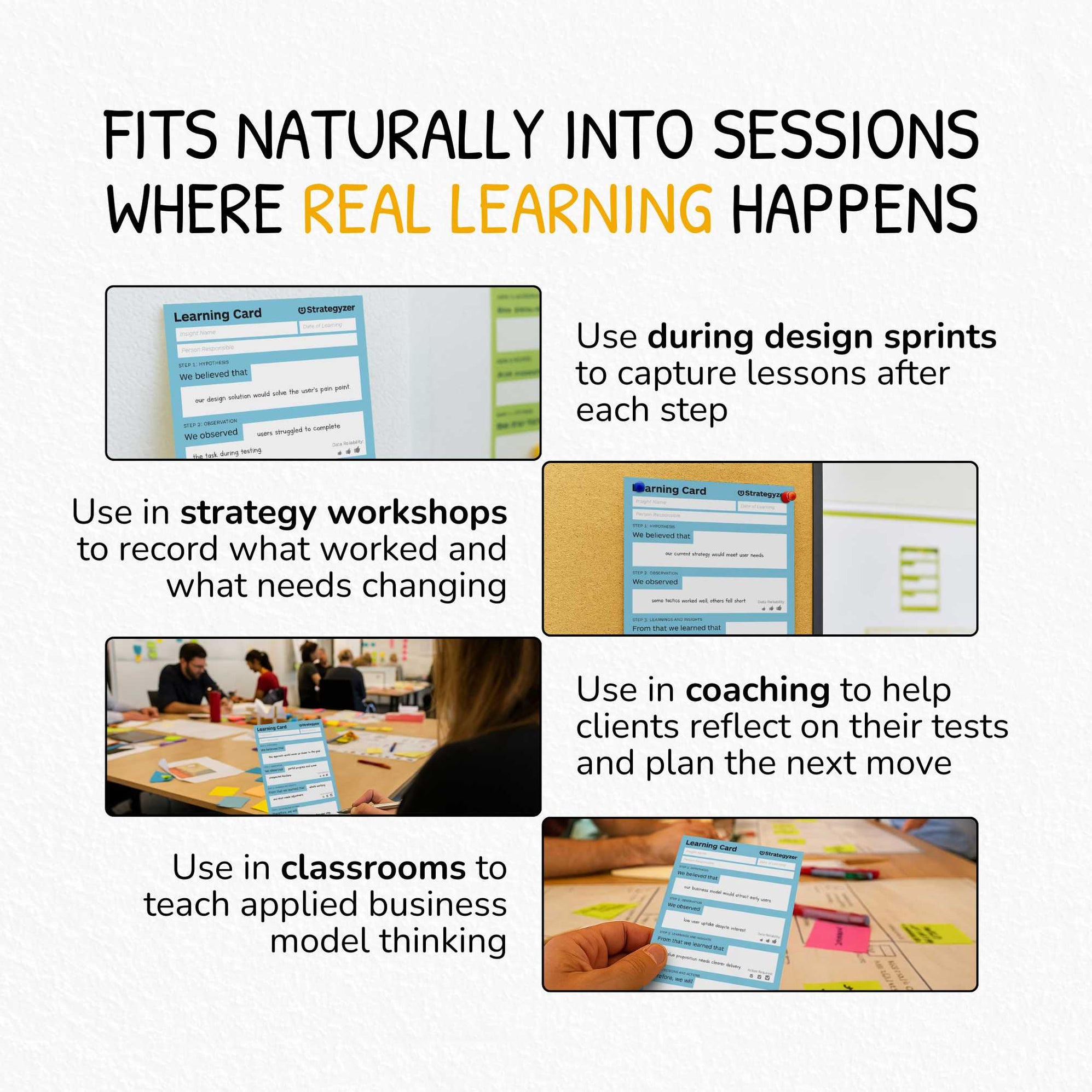 Business Model Learning Card for capturing and applying insights — Stattys