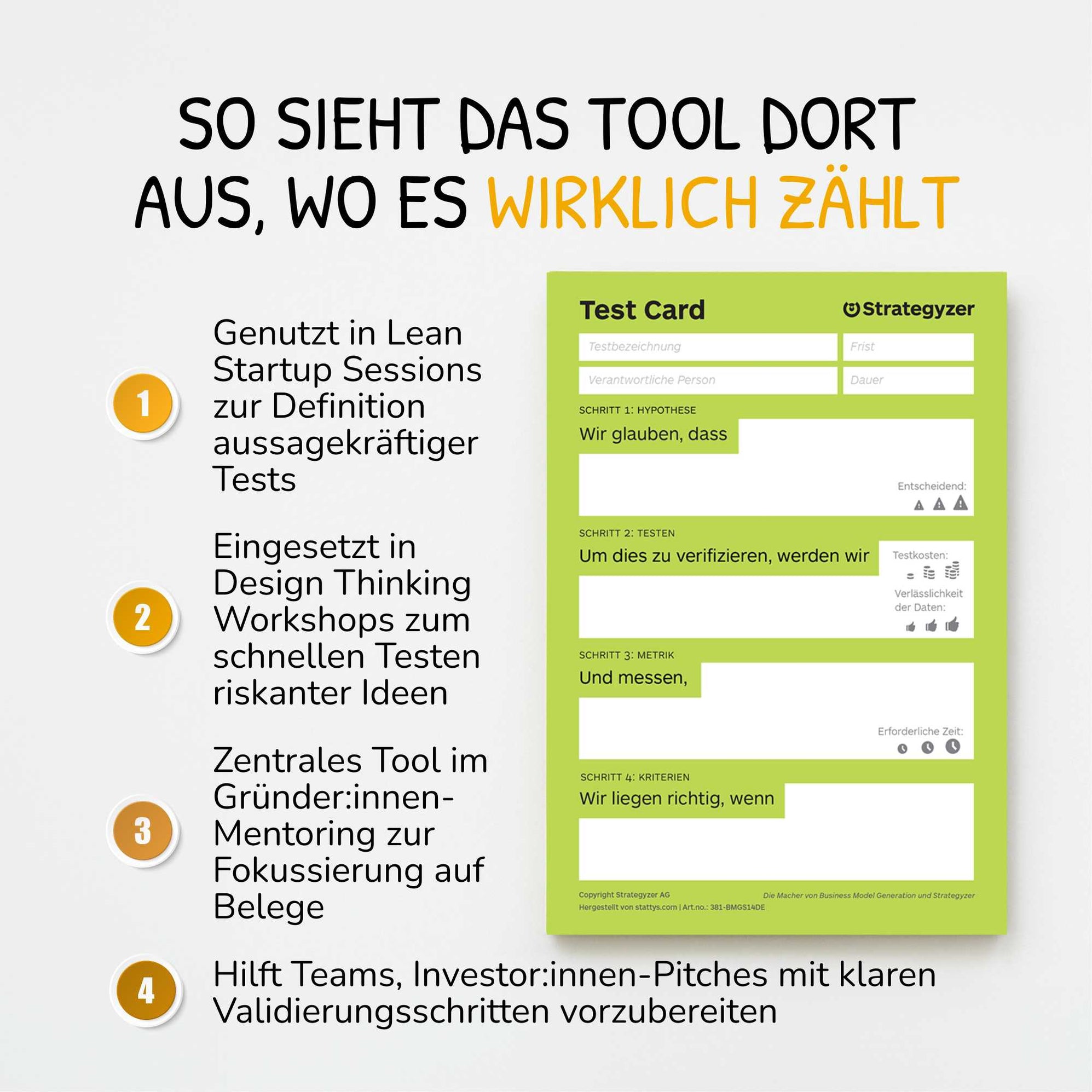 Business Model Test Card for fast, clear idea validation — Stattys