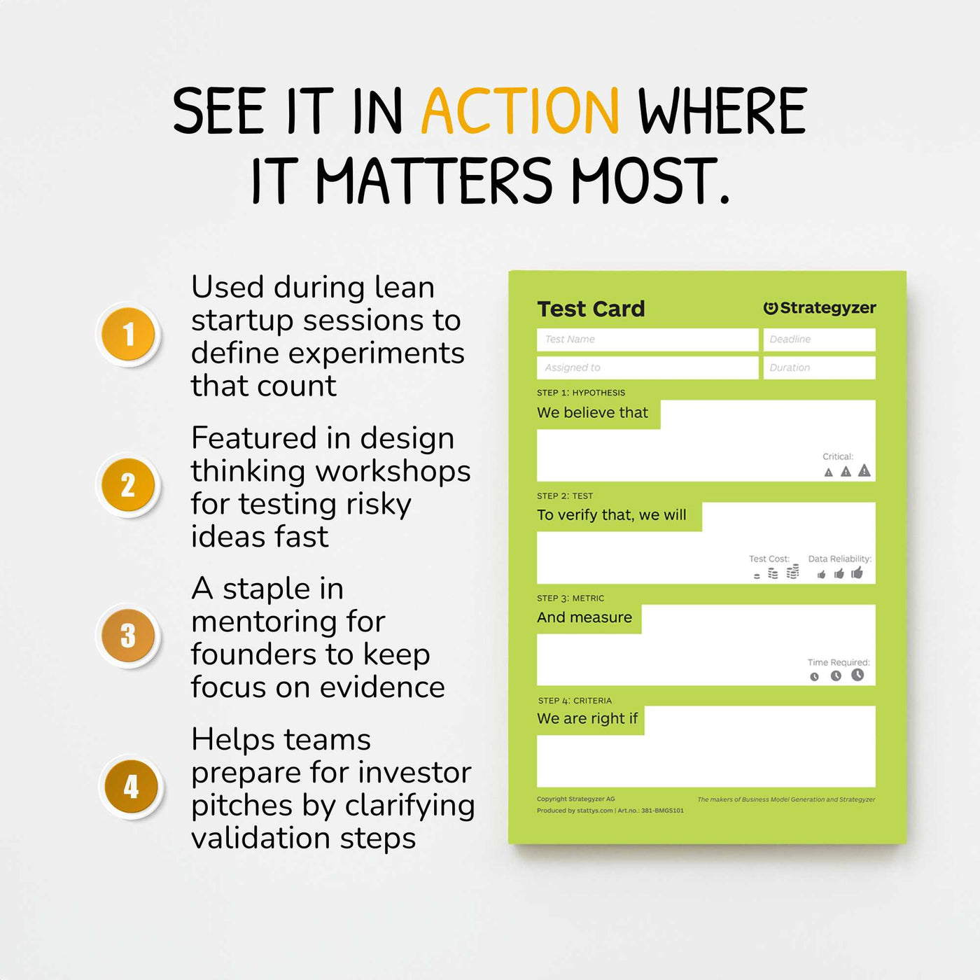 Business Model Test Card for fast, clear idea validation — Stattys